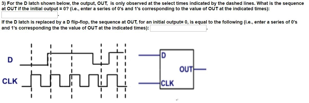 Solved 3) For the D latch shown below, the output, OUT, is | Chegg.com