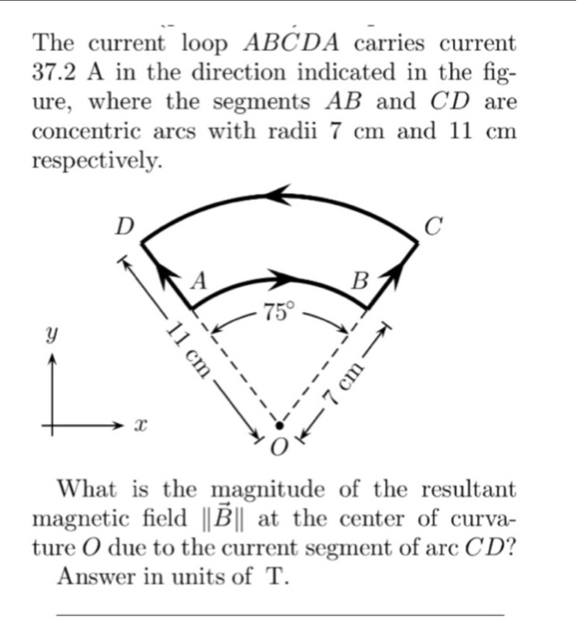 Solved The current loop ABCDA carries current 37.2 A in the | Chegg.com