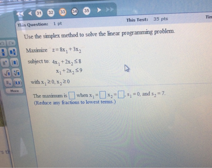 Solved Use the simplex method to solve the linear | Chegg.com