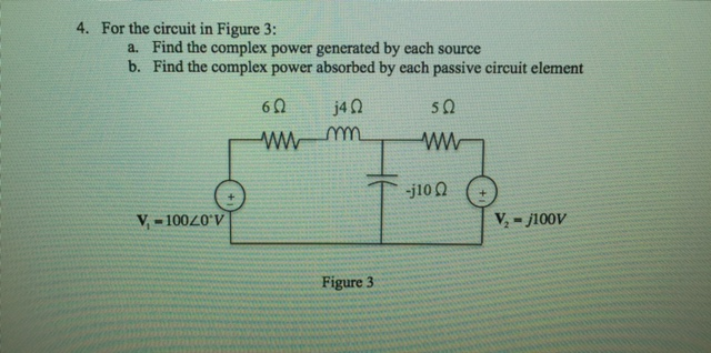 Solved For the circuit in Figure 3: Find the complex power | Chegg.com