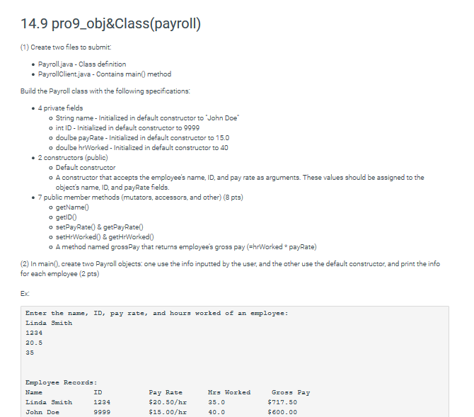 Solved using java; Create two files to submit: | Chegg.com