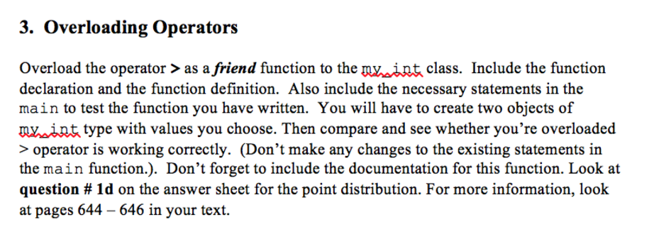 Solved C++ overloading operators. Thank you! Code to | Chegg.com