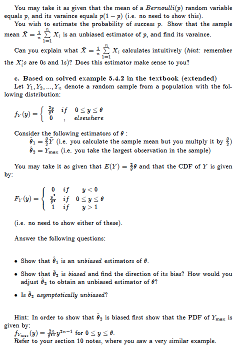 Topics covered: Finite sample properties of | Chegg.com