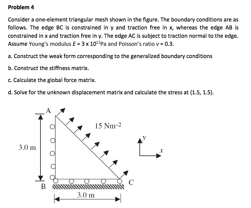 Problem 4 Consider a one-element triangular mesh | Chegg.com