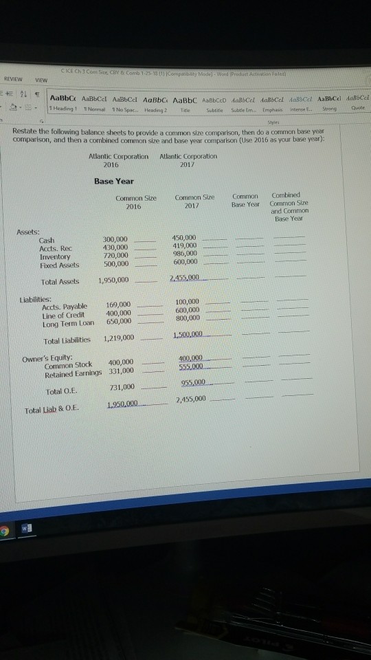 Solved CICE Ch REVIEW VIEW AaBbCe AaBbCel AaBbCed AaBbc | Chegg.com