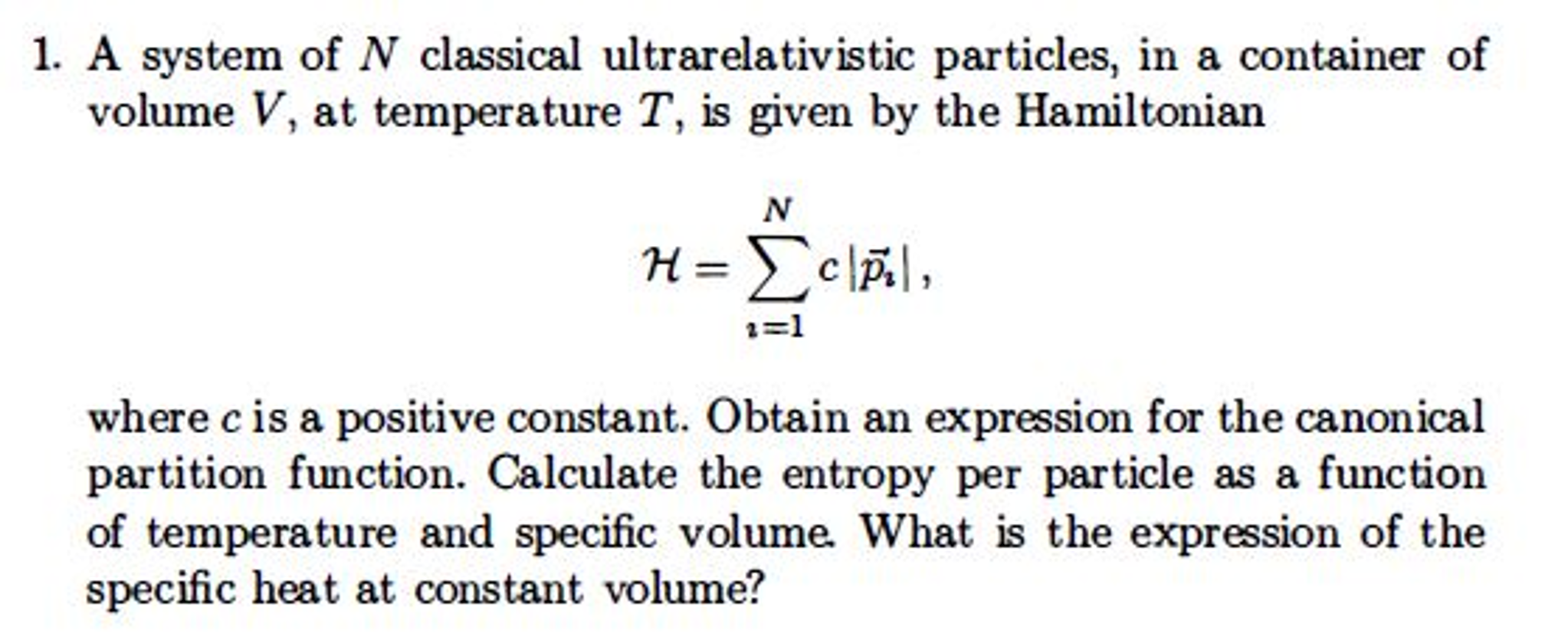 Solved A system of N classical ultrarelativistic particles, | Chegg.com