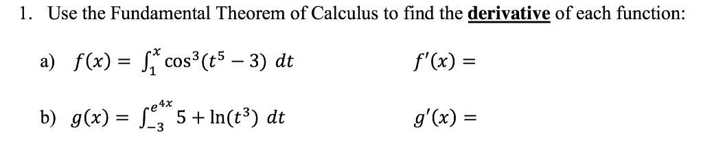 Solved Use the Fundamental Theorem of Calculus to find the | Chegg.com