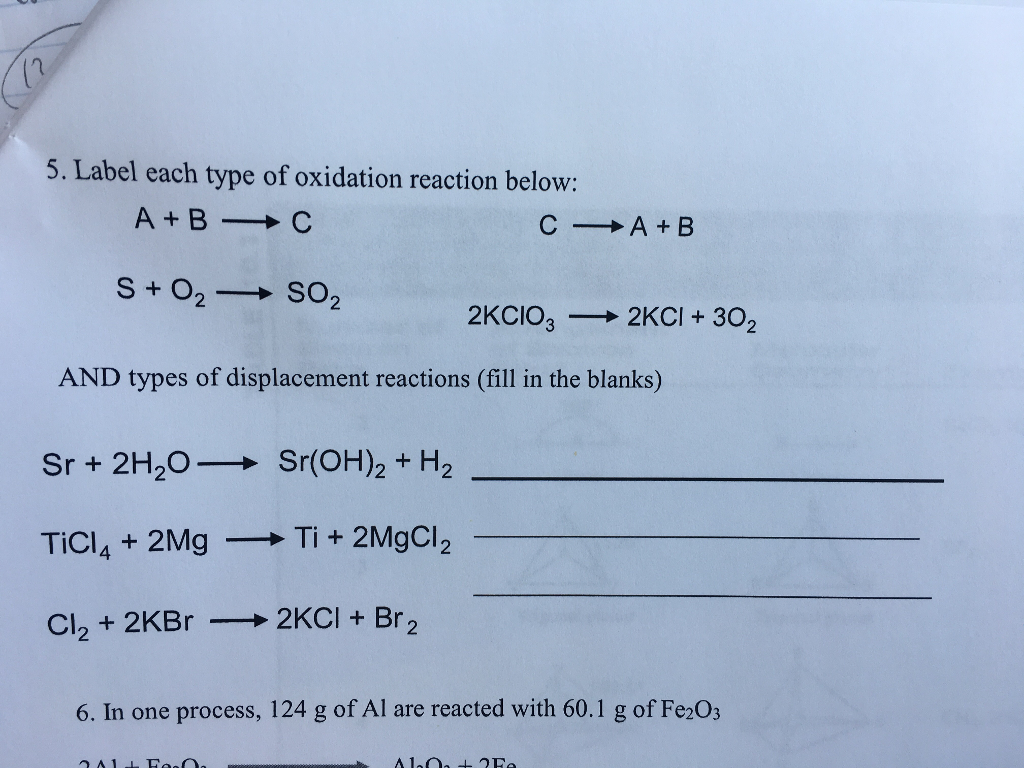 Solved Label each type of oxidation reaction below: A + B | Chegg.com