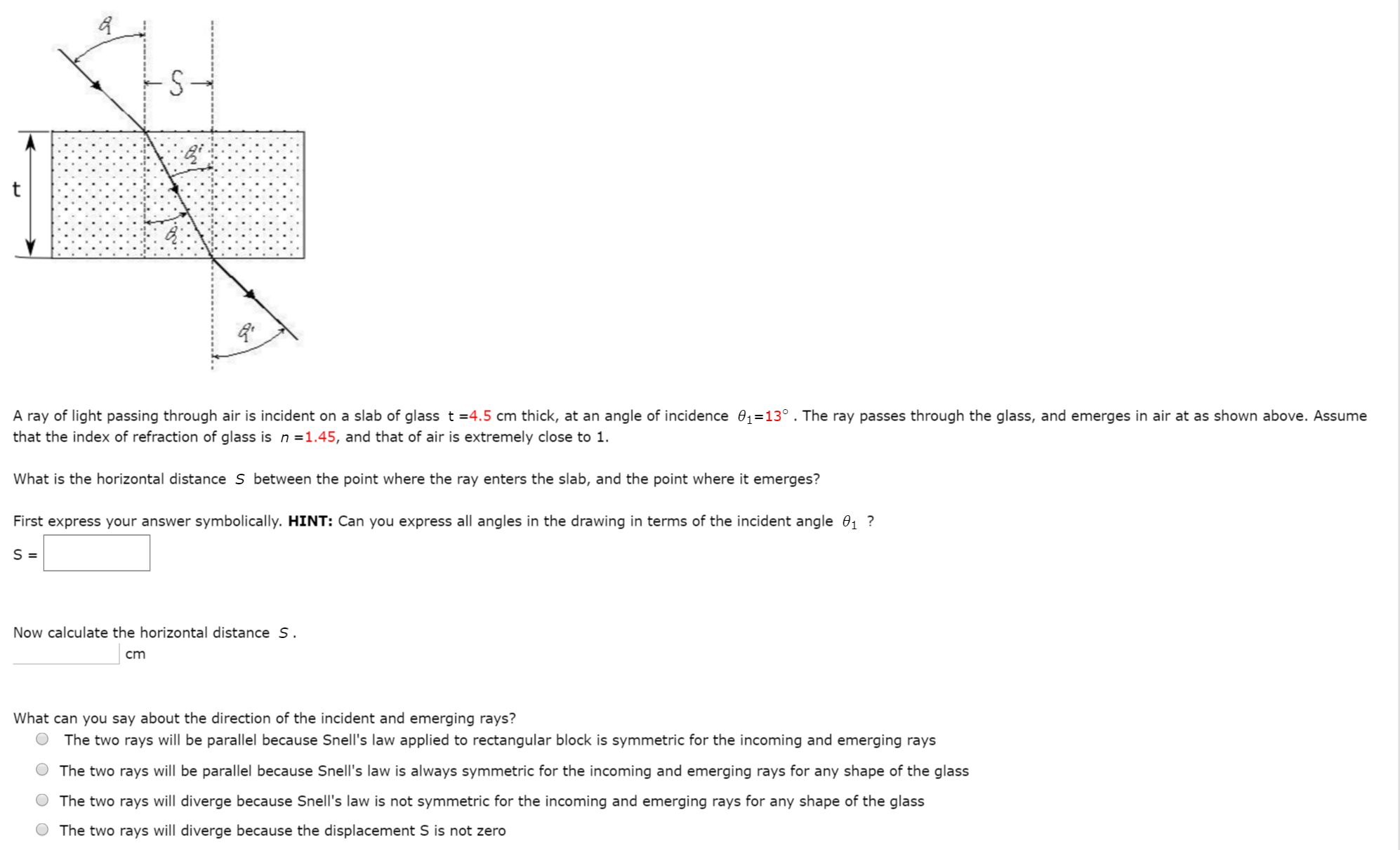 Solved A ray of light passing through air is incident on a | Chegg.com