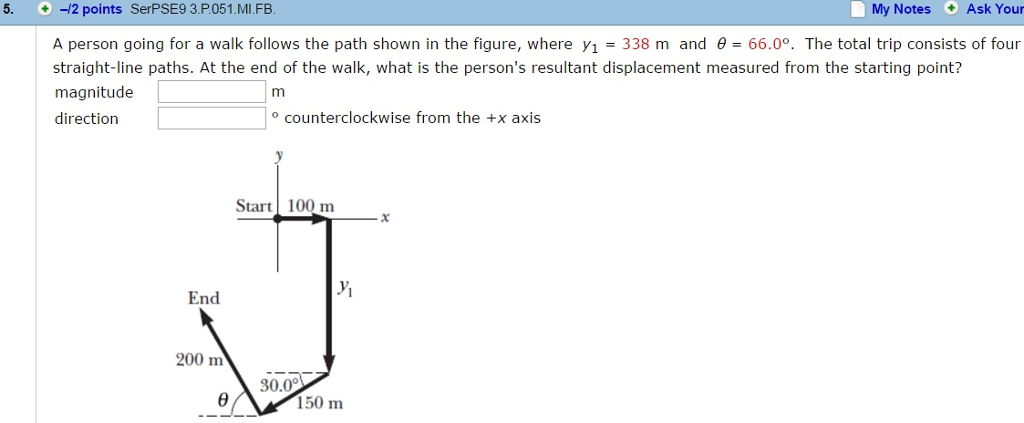Solved A person going for a walk follows the path shown in | Chegg.com