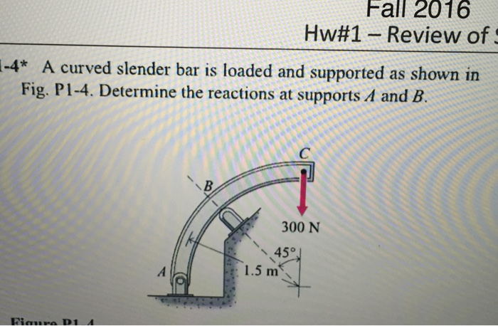 Solved A curved slender bar is loaded and supported as shown | Chegg.com