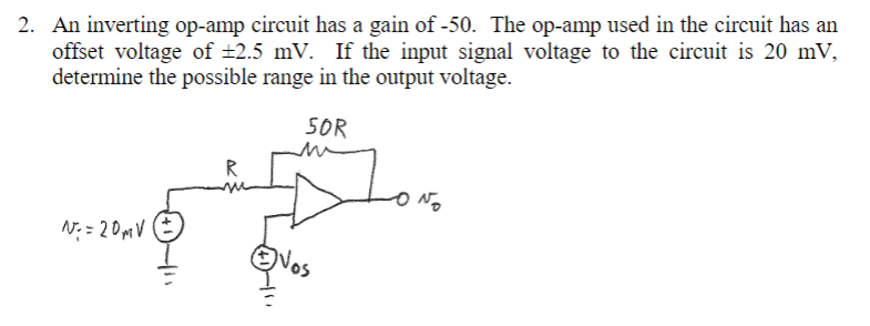 Solved An inverting op-amp circuit has a gain of -50. The | Chegg.com