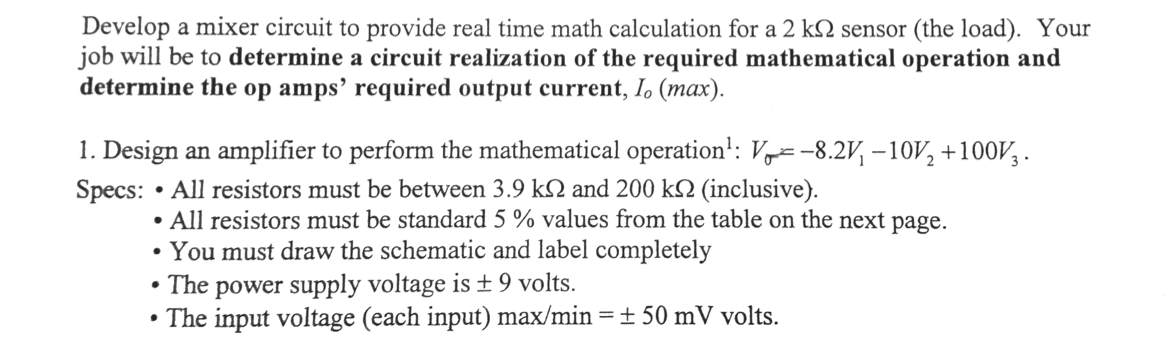 Solved Develop a mixer circuit to provide real time math | Chegg.com