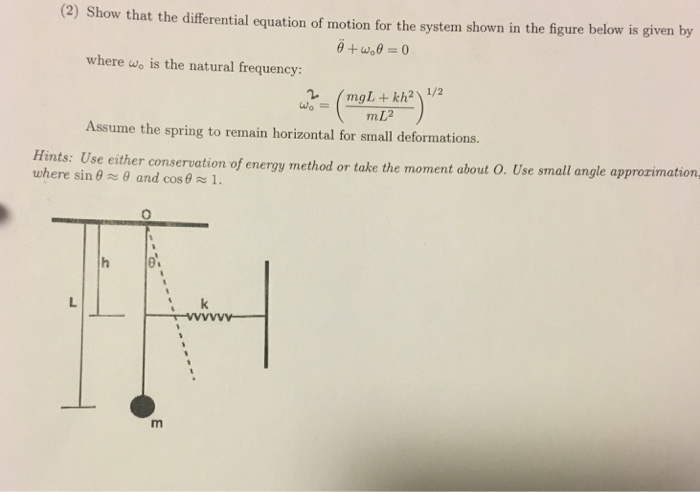 Solved Show that the differential equation of motion for the | Chegg.com
