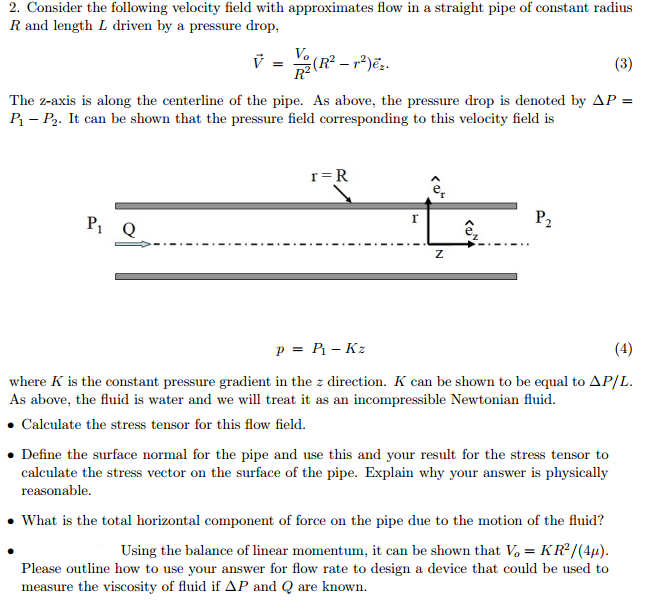 Consider the following velocity field with | Chegg.com