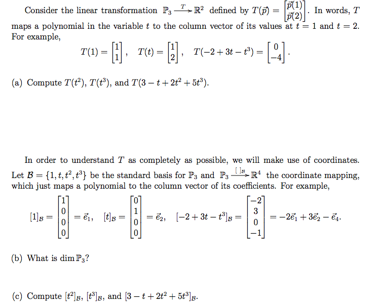 Solved Consider The Linear Transformation P 3 R 2 Defined