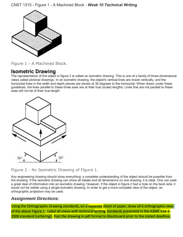 Solved CNST 1315 - Figure 1 - A Machined Block - Week 10 | Chegg.com