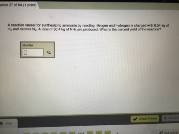 Solved A reaction vessel for synthesizing ammonia by | Chegg.com