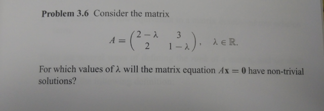 Solved Consider the matrix A = (2 - lambda 3 2 1 - | Chegg.com