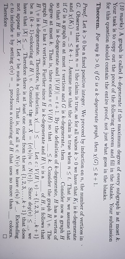 Solved (10 marks) A graph is called k- Your task is to copy | Chegg.com