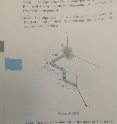 Solved "4-32. The pipe assembly is subjected F-1600i + | Chegg.com