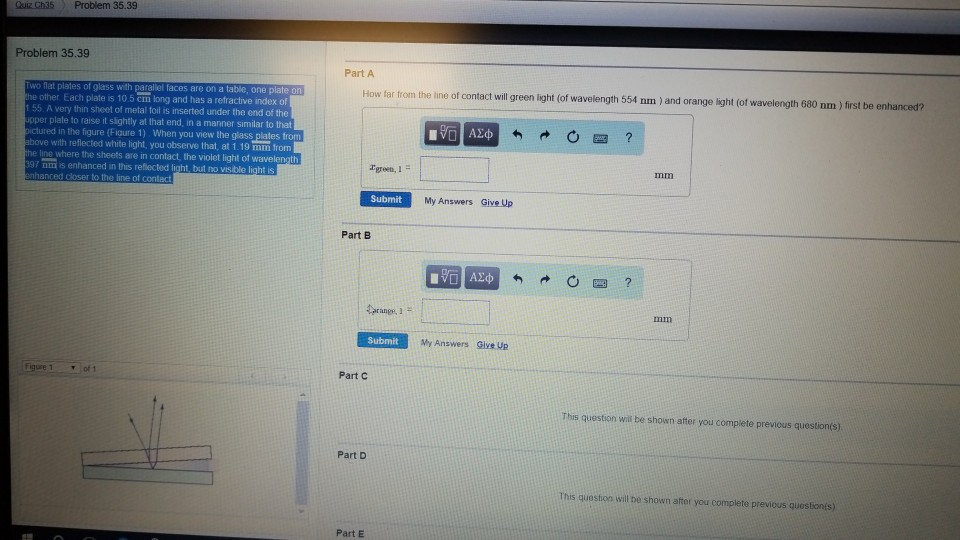 Solved Two flat plates of glass with parallel faces are on a | Chegg.com
