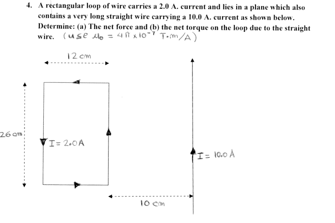 Solved A rectangular loop of wire carries a 2.0 A. current | Chegg.com