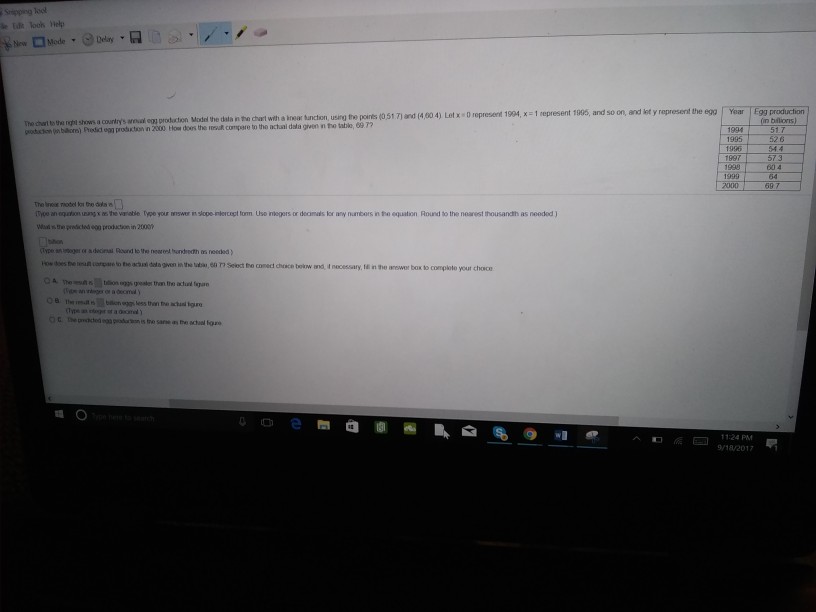 Solved The chart to the right shows a country's annual egg | Chegg.com