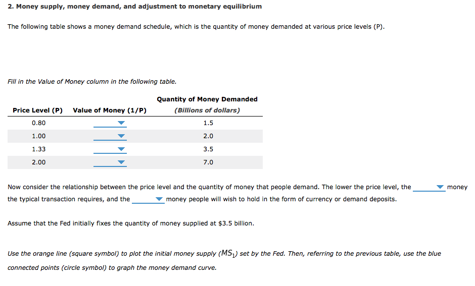 Solved 2 Money Supply Money Demand And Adjustment To