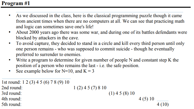 Solved Program #1 As we discussed in the class, here is the | Chegg.com