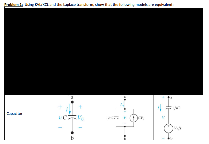 Solved Problem 1: Using KVL/KCL and the Laplace transform, | Chegg.com