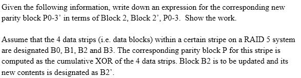 Given the following information, write down an | Chegg.com