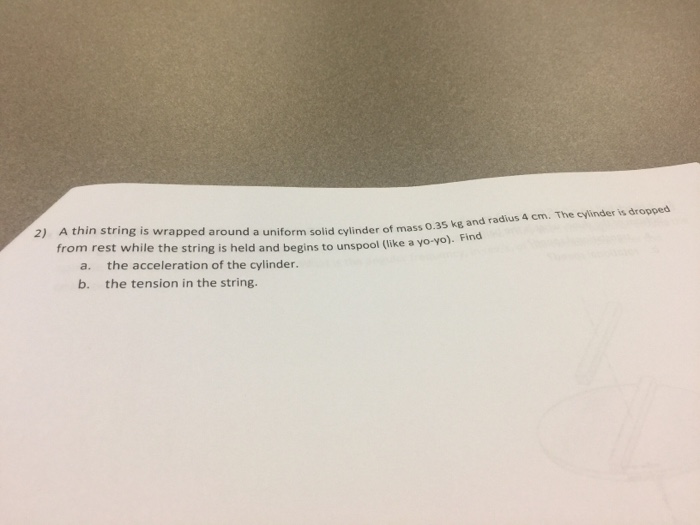 Solved A thin string is wrapped around a uniform solid | Chegg.com