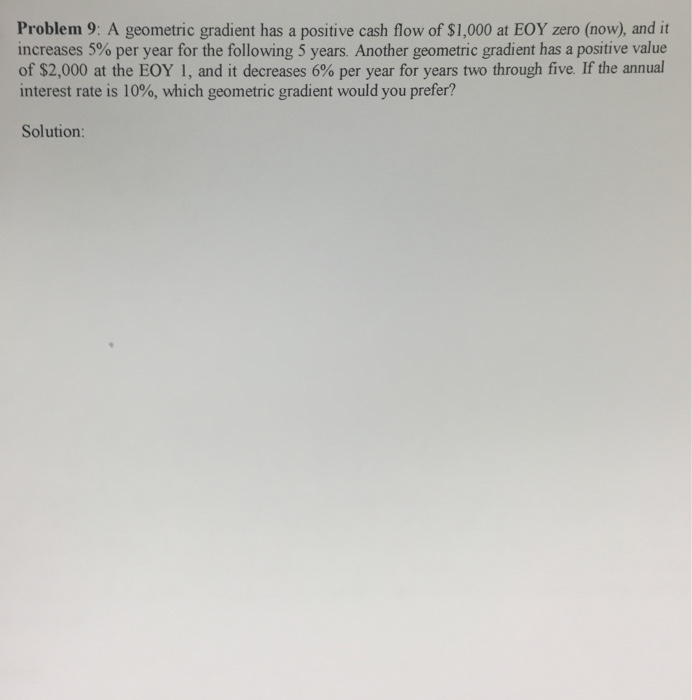 Solved A geometric gradient has a positive cash flow of | Chegg.com