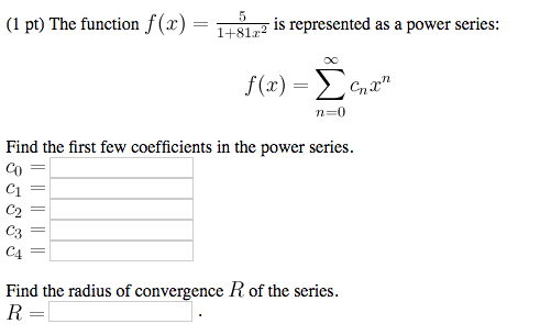 Solved The function f(x) = 5/1+81x^2 is represented as a | Chegg.com