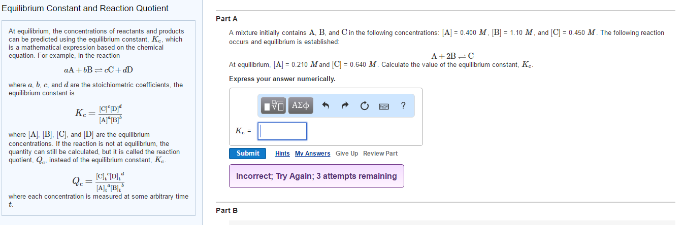 Solved Equilibrium Constant and Reaction Quotient At | Chegg.com