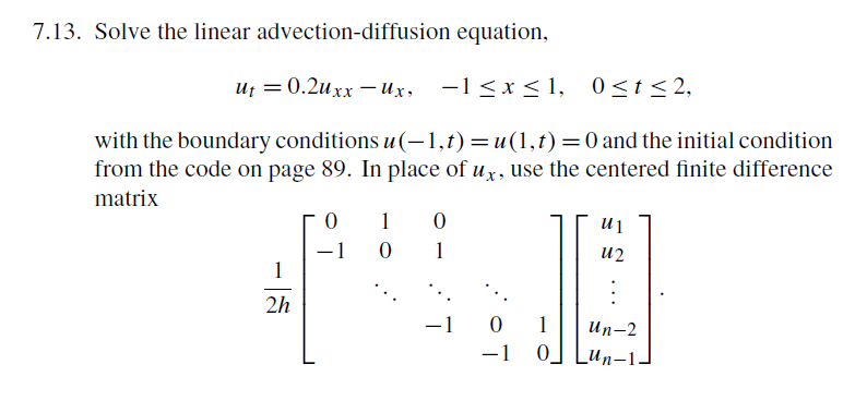 7.13. Solve the linear advection-diffusion equation, | Chegg.com