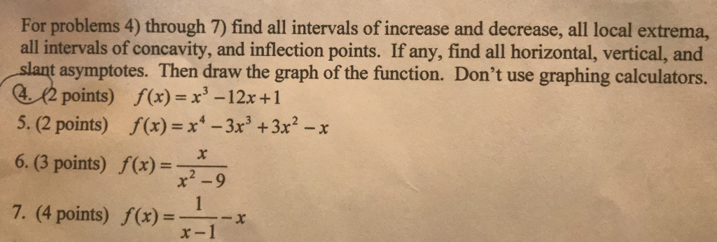 Solved For problems 4) through 7) find all intervals of | Chegg.com