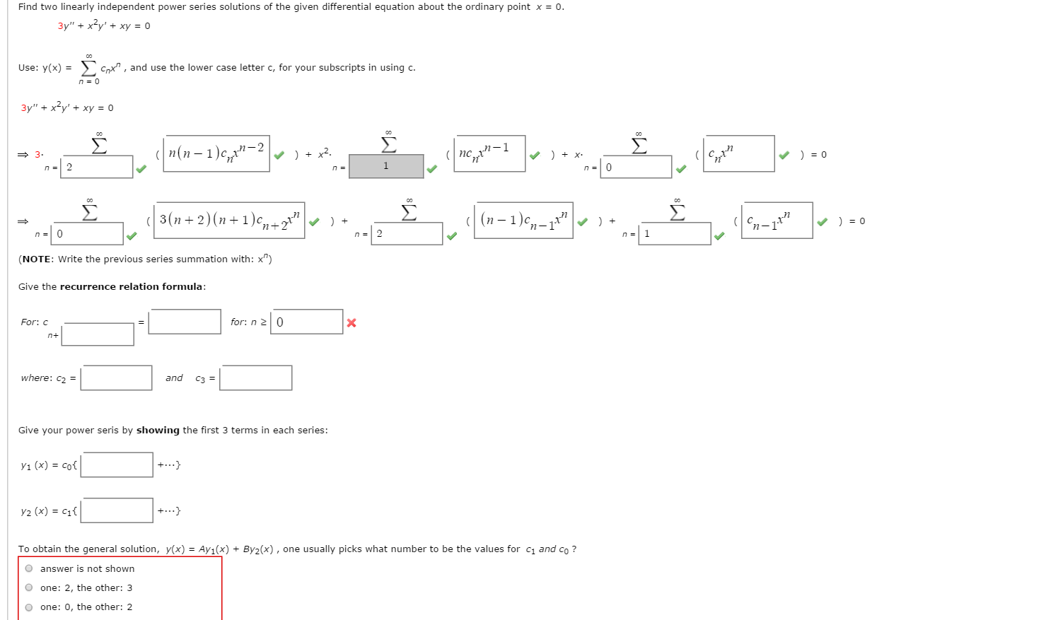Solved Find two linearly independent power series solutions | Chegg.com