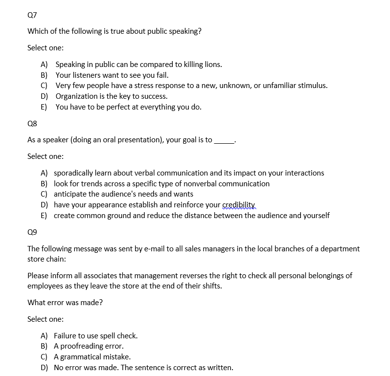 Solved Q1 When you send hard-copy memos or e-mail messages | Chegg.com