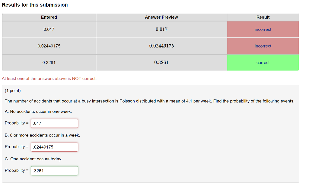 Solved The number of accidents that occur at a busy | Chegg.com