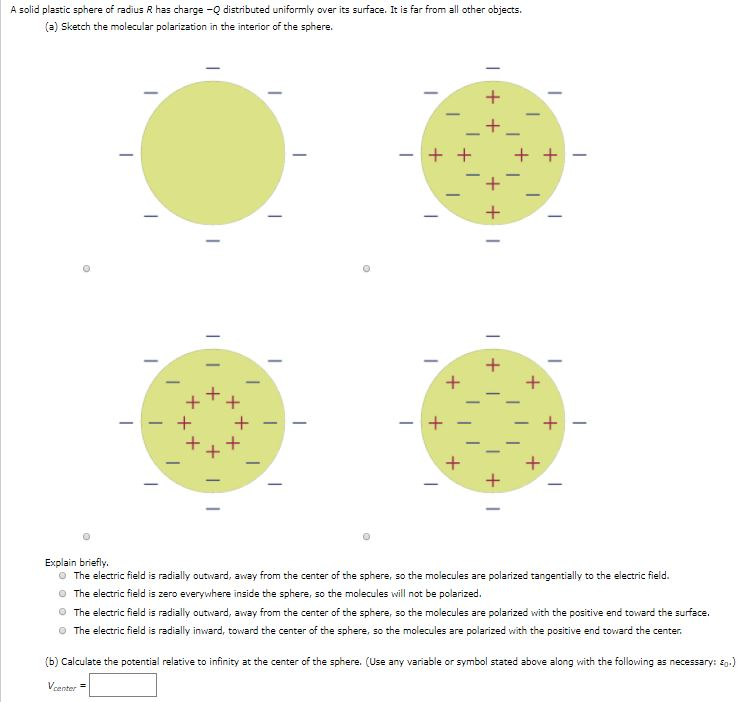 Solved A solid plastic sphere of radius R has charge -Q | Chegg.com