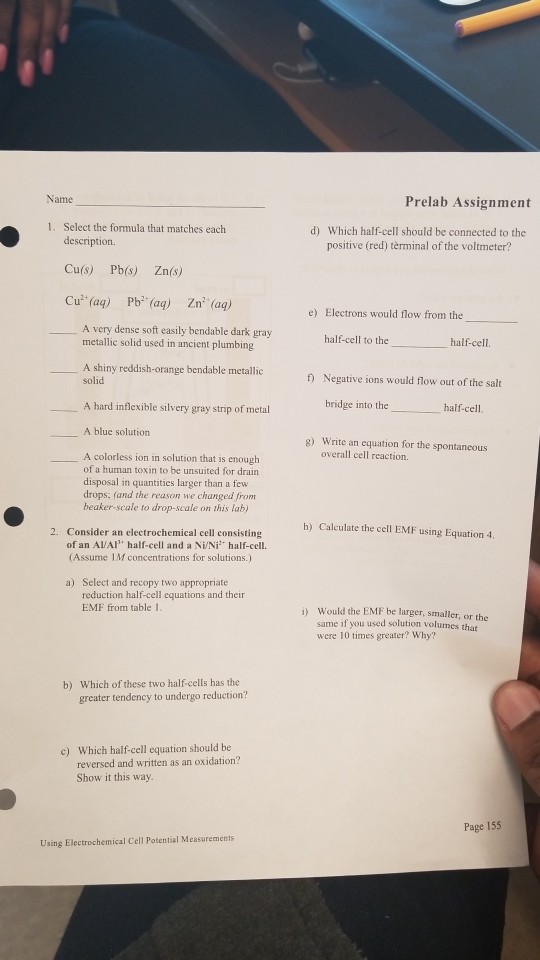 Solved Name Prelab Assignment 1. Select the formula that | Chegg.com