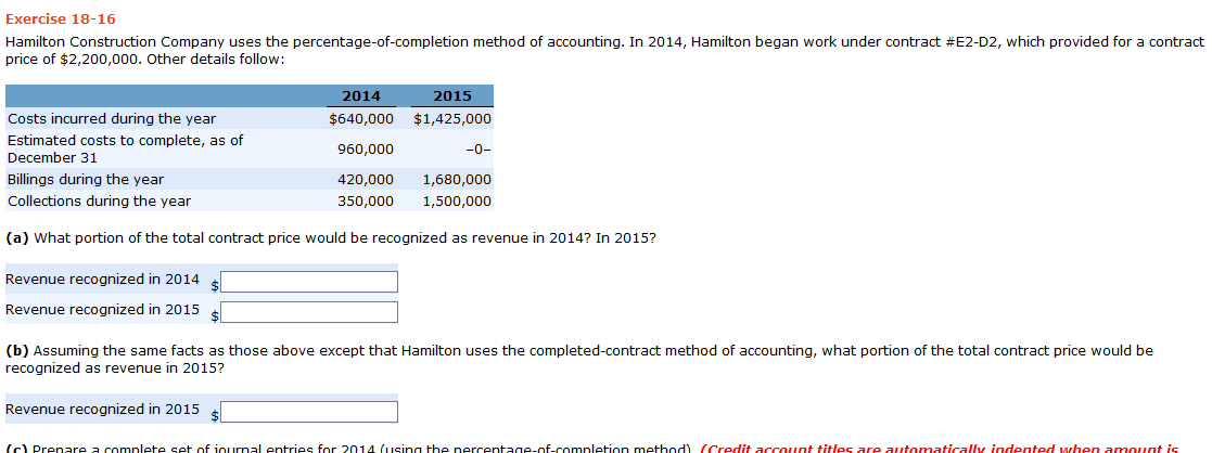Solved Hamilton Construction Company uses the | Chegg.com