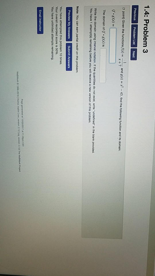 Solved 1.4: Problem 2 Previous Problem List Next (1 point) | Chegg.com