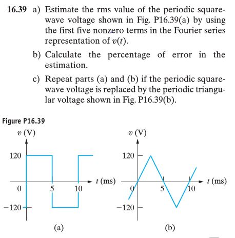 Solved 16.39 a) Estimate the rms value of the periodic | Chegg.com