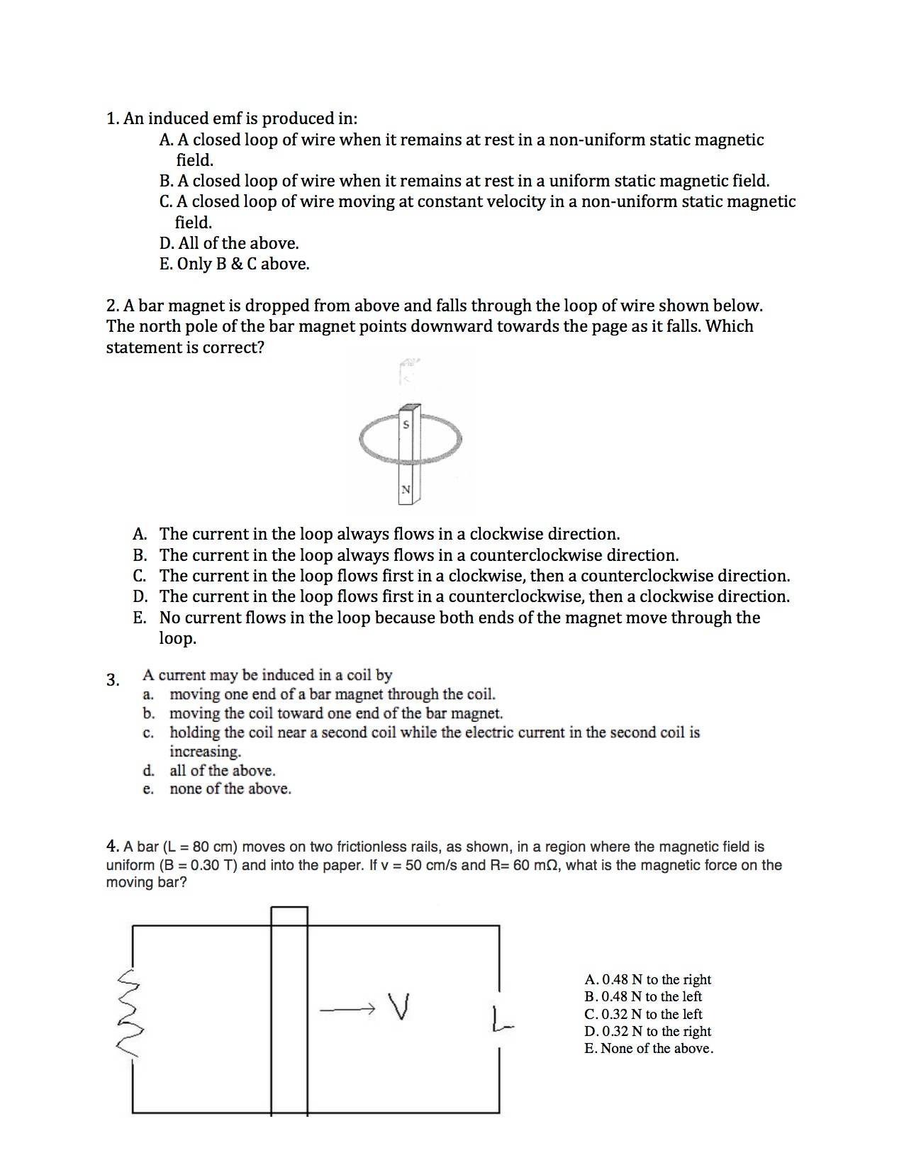 Solved 1. An induced emf is produced in A. A closed loop of | Chegg.com