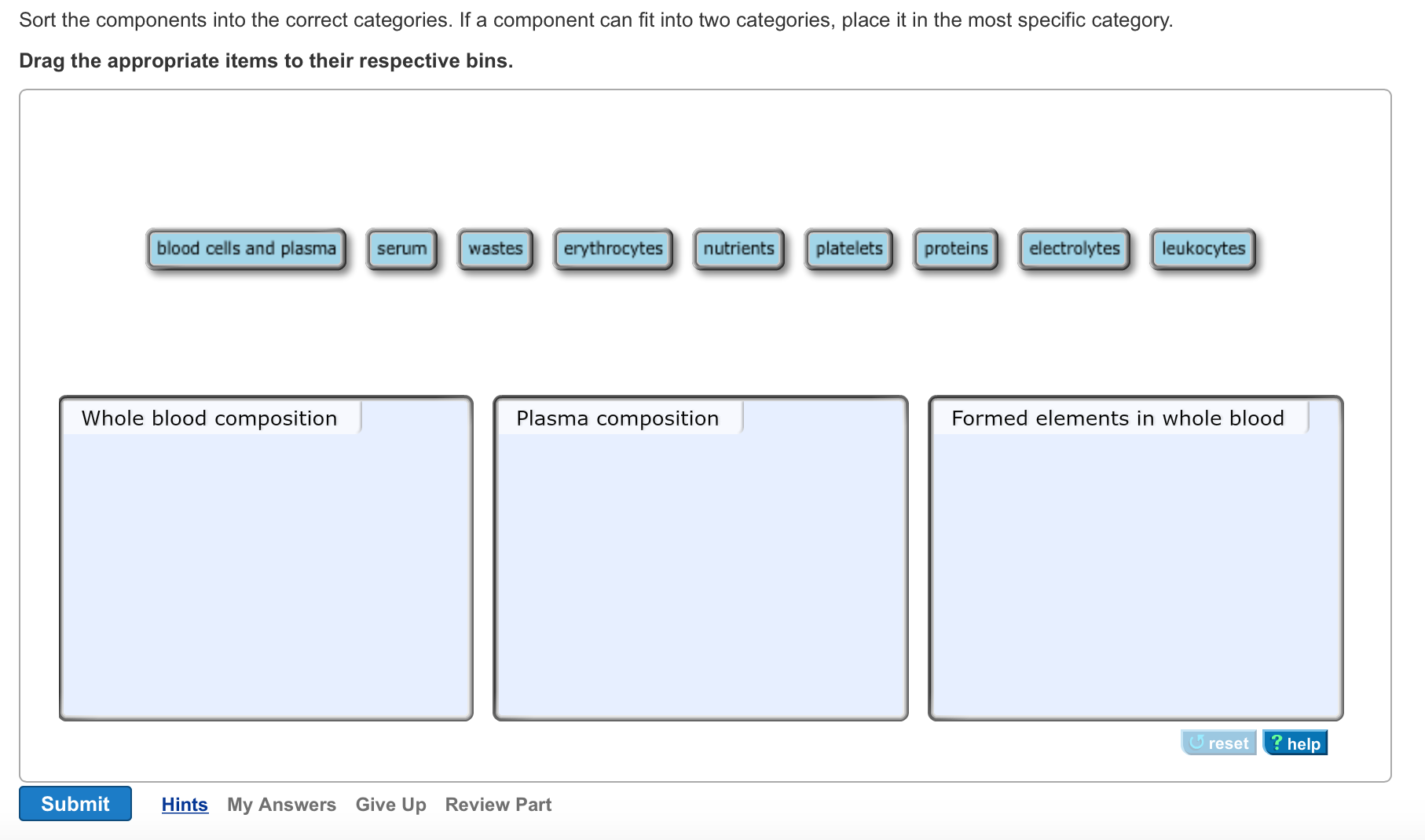 Solved Sort the components into the correct categories. If a | Chegg.com