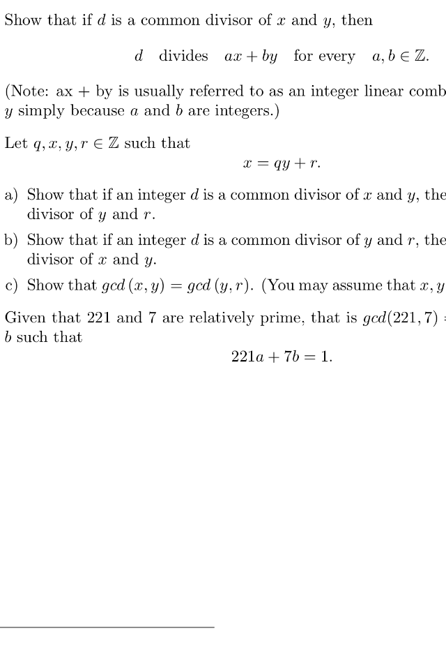Solved Show that if d is a common divisor of x and y, then d | Chegg.com