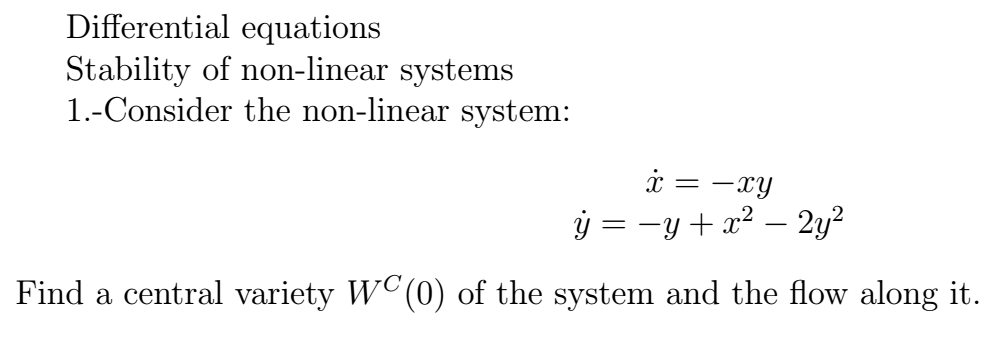 Solved Differential equations Stability of non-linear | Chegg.com